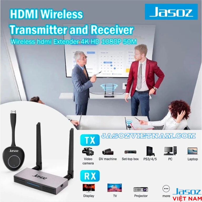 Bộ Truyền HDMI Không Dây 4K Khoảng Cách 50M Jasoz T-G168 ( Hỗ Trợ 8 Thiết Bị Phát - 1 Thiết Bị ...